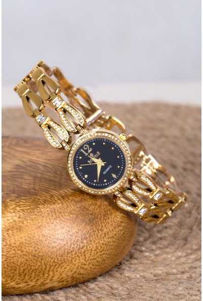 Rosstar Vişneli Kadın Altın Rengi Saat