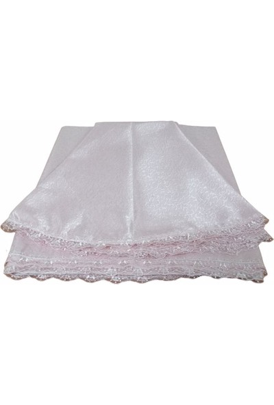 Rosemilla Güpür Kenarlı Çok Amaçlı Pembe Sofra Masa Örtüsü Ikili Set