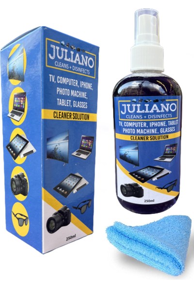 Juliano Gözlük, Led, Ekran, Laptop, Tablet, Bilgisayar, Televizyon, Cep Telefonu, Kamera, Koruyucu ve Parlatıcı Doğal Temizleme, Temizlik Seti – 250 ml Temizleyici Juliano Gözlük, Led, Ekran, Laptop, Tablet, Bilgisayar, Televizyon, Cep Telefonu, Kamera, Koruyucu ve Parlatıcı Doğal Temizleme, Temizlik Seti – 250 ml Temizleyici
