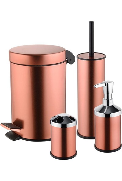 Grimor Life Pedallı Çöp Kovası Tuvalet Fırçası Sabunluk Diş Fırçalık 4' Lü Banyo Seti Bronz Renk Grimor Life Pedallı Çöp Kovası Tuvalet Fırçası Sabunluk Diş Fırçalık 4' Lü Banyo Seti Bronz Renk