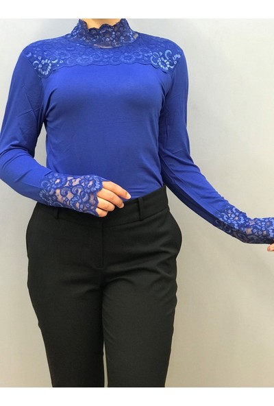 Efraze Kadın Dantelli Uzun Kollu Body