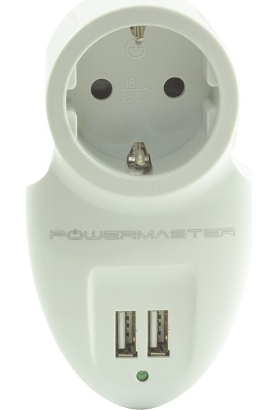 Powermaster 16A-3500W Çift Usbli Tekli Akım Korumalı Priz 79 x 155 mm Powermaster 16A-3500W Çift Usbli Tekli Akım Korumalı Priz 79 x 155 mm