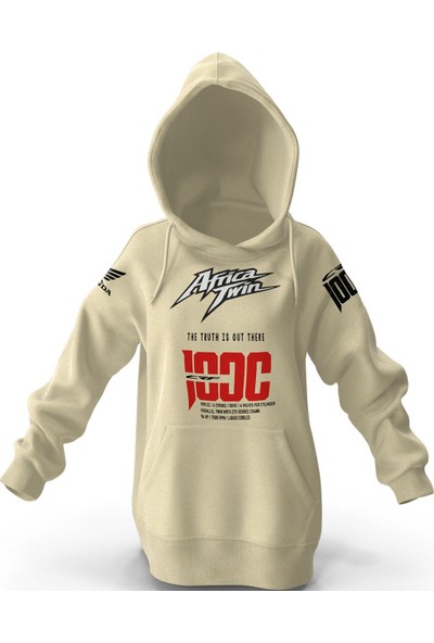 Road Life Honda Africa Twin True Adventure Ön Arka Baskılı Kanguru Sweatshirt