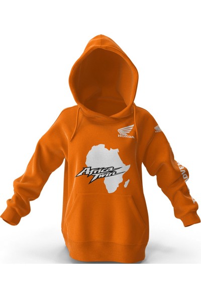 Road Life Honda Africa Twin True Adventure Ön Arka Baskılı Kanguru Sweatshirt