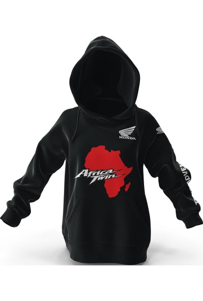 Road Life Honda Africa Twin True Adventure Ön Arka Baskılı Kanguru Sweatshirt