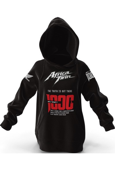Road Life Honda Africa Twin True Adventure Ön Arka Baskılı Kanguru Sweatshirt