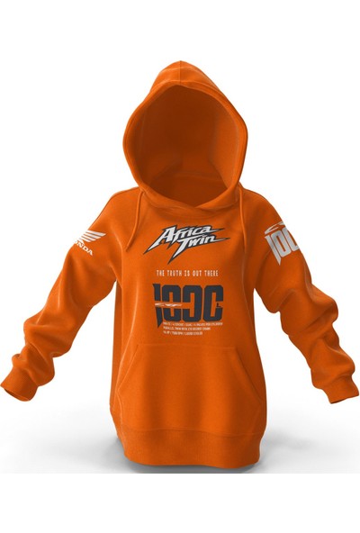 Road Life Honda Africa Twin True Adventure Ön Arka Baskılı Kanguru Sweatshirt