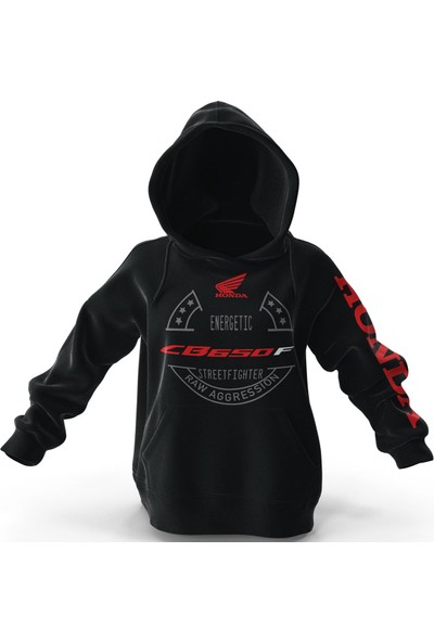 Road Life Honda CB650 F Ön Arka Baskılı Kanguru Sweatshirt