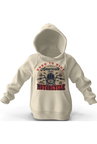 Road Life American Motorcycle Ön Arka Baskılı Kanguru Sweatshirt