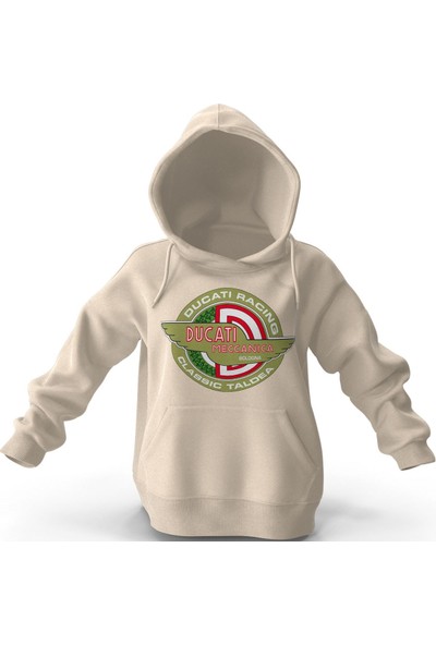 Road Life Ducati Meccanica Ön Arka Baskılı Kanguru Sweatshirt