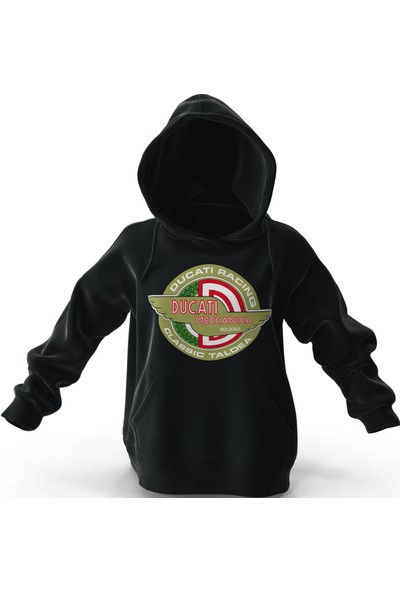 Road Life Ducati Meccanica Ön Arka Baskılı Kanguru Sweatshirt
