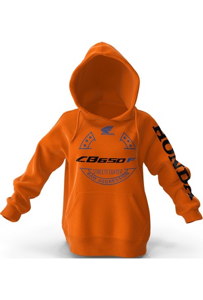 Road Life Honda CB650 F Ön Arka Baskılı Kanguru Sweatshirt