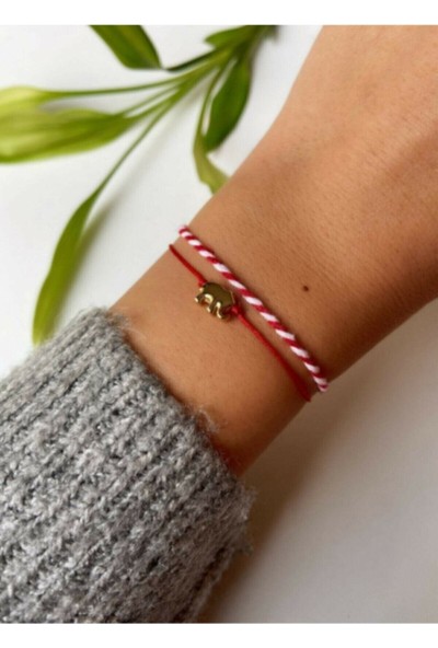 Filli Kırmızı Ipli Şans Bilekliği ve Marteniçka Ikili Set Filli Kırmızı Ipli Şans Bilekliği ve Marteniçka Ikili Set