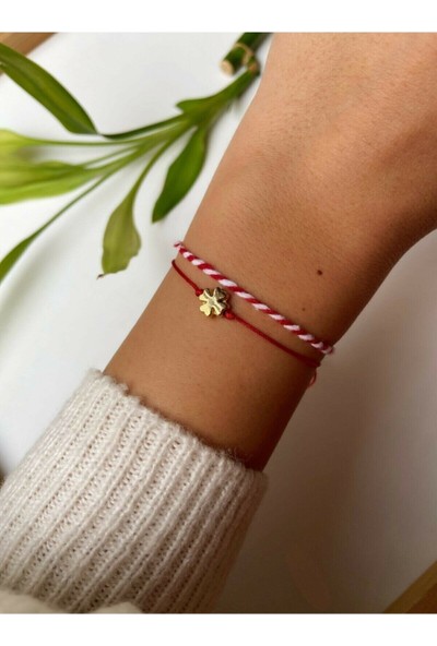 Yonca Kırmızı Ipli Şans Bilekliği ve Marteniçka Set