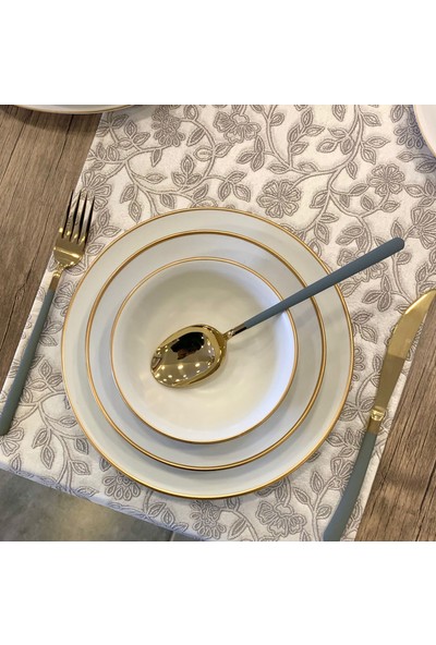 Aryıldız Tulu Porselen Gold 4 Kişilik 12 Parça Yemek Takımı
