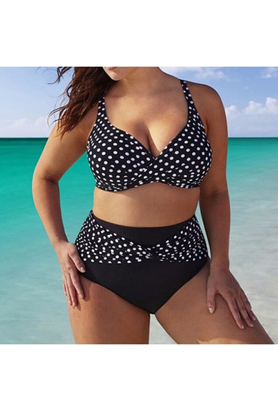 Büyük Beden Bayan Bikini Takımı Puantiyeli Büyük Beden Bayan Bikini Takımı Puantiyeli