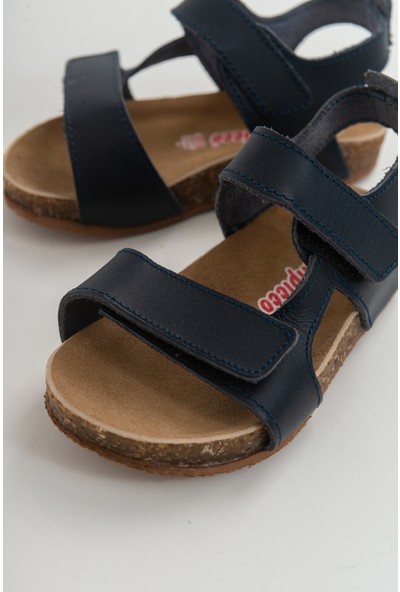 Minipicco Erkek Cocuk Lacivert Deri Ortopedik Destekli Çocuk Sandalet