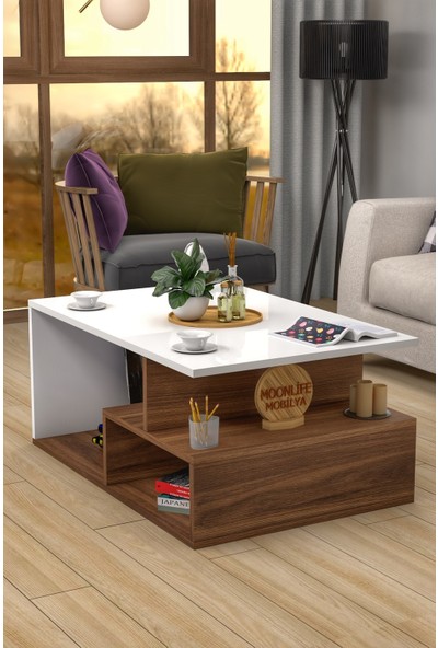 Moonlife Sedef Orta Sehpa Beyaz Ceviz Moonlife Sedef Orta Sehpa Beyaz Ceviz