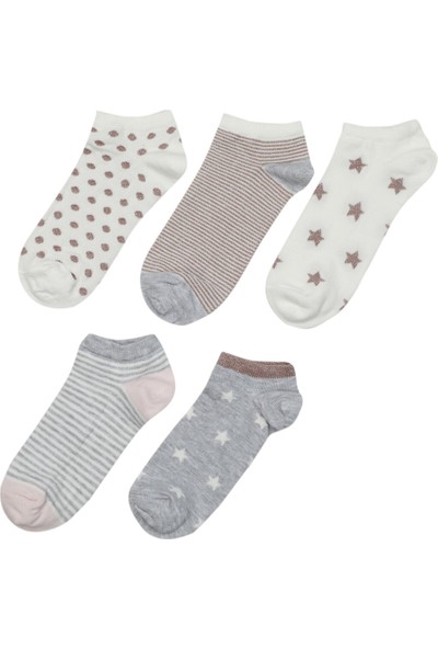 Polaris Star 5 Li Ptk-W 2fx Gri Multi Kadin 5'LI Patik Çorap