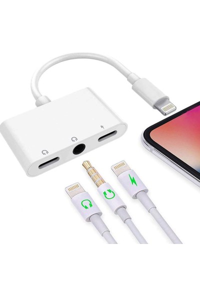 Platoon iPhone Uyumlu Lightning 3 In 1 Aux Kulaklık Mikrofon ve Şarj Dönüştürücü Aparat Platoon iPhone Uyumlu Lightning 3 In 1 Aux Kulaklık Mikrofon ve Şarj Dönüştürücü Aparat