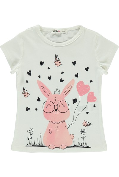 Civil Girls Kız Çocuk Tişört 2-5 Yaş Ekru