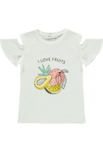 Civil Girls Kız Çocuk Tişört 6-9 Yaş Ekru
