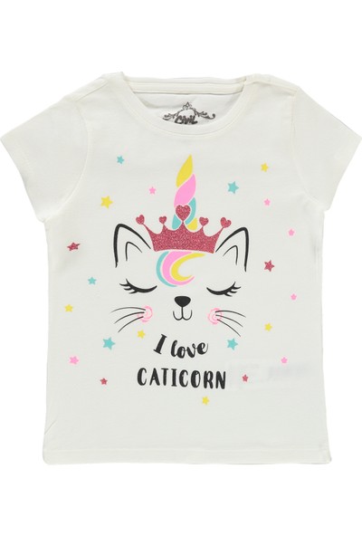 Civil Girls Kız Çocuk Tişört 2-5 Yaş Ekru
