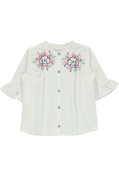 Civil Girls Kız Çocuk Gömlek 6-9 Yaş Ekru