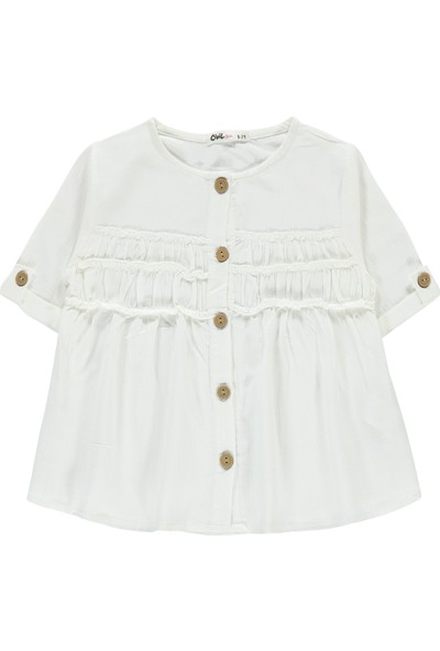 Civil Girls Kız Çocuk Gömlek 6-9 Yaş Ekru