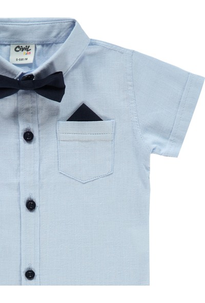 Civil Baby Erkek Bebek Papyonlu Gömlek 6-18 Ay Mavi Civil Baby Erkek Bebek Papyonlu Gömlek 6-18 Ay Mavi