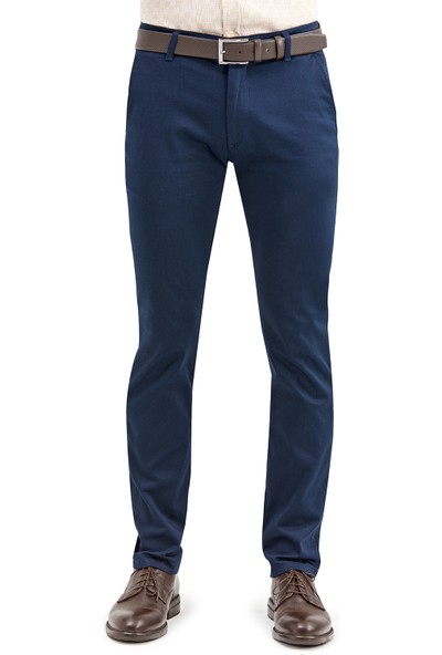 İmza Lacivert Düz Desen Slim Fit Pantolon