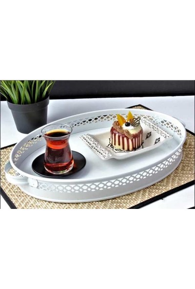 Kitchen Chef Dantelli Sunum Tepsisi Beyaz Kitchen Chef Dantelli Sunum Tepsisi Beyaz