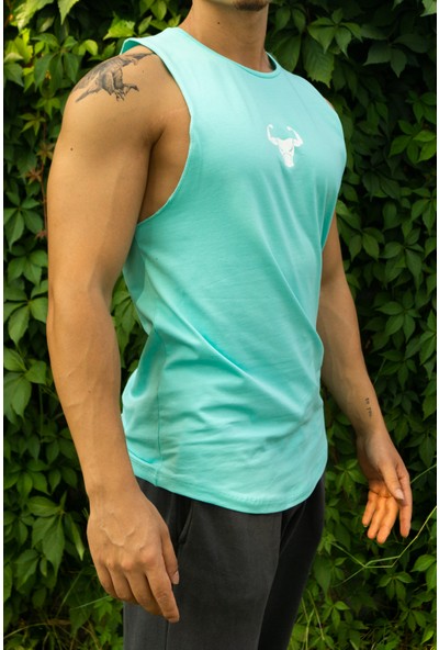 Erkek Mint Mavisi Tank Top Sporcu Atleti