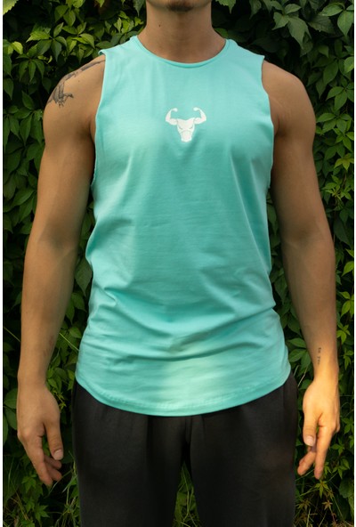 Erkek Mint Mavisi Tank Top Sporcu Atleti