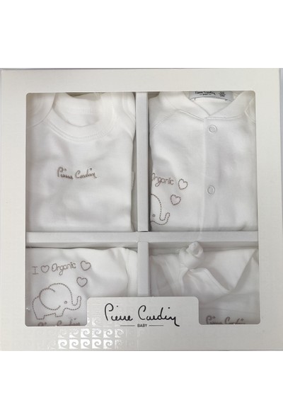 Pierre Cardin %100 Organik Fil Desenli 5 Li Hastane Çıkış Seti