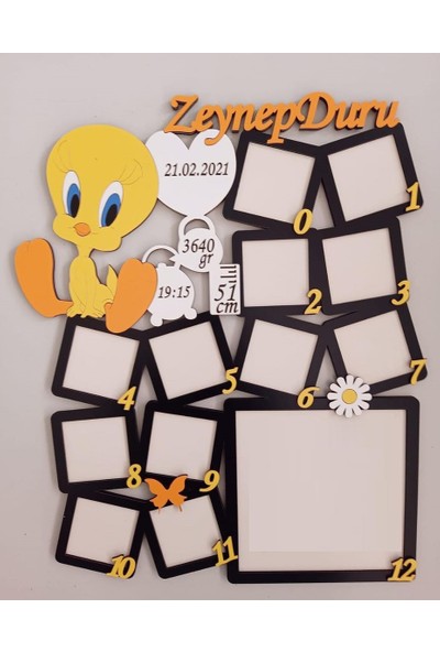 Moyaka Tweety Figürlü 12 Resimli Doğum Günü Panosu Moyaka Tweety Figürlü 12 Resimli Doğum Günü Panosu