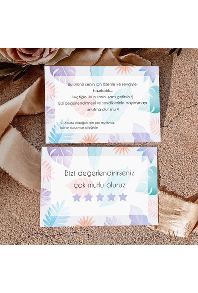 Yaprak Desenli Teşekkür Kartı 100 Adet