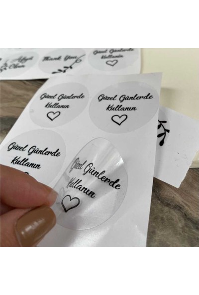Şeffaf Sticker Güzel Günlerde Kullanın - 3 cm Çapında 60 Adet