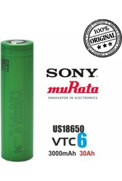 Murata Vtc6 3000MAH 30A 18650 Pil 1 Adet Murata Vtc6 3000MAH 30A 18650 Pil 1 Adet