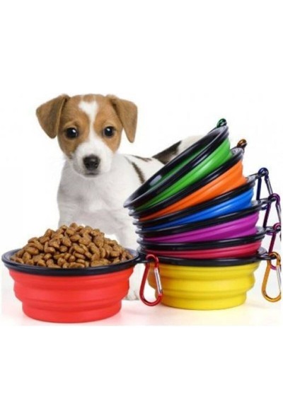 Bernam Katlanabilir Kedi Köpek Mama & Su Kabı Taşınabilir