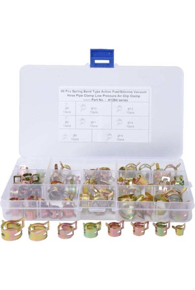 80X Yakıt Hattı Hortum Yaylı Klip Borusu Hava Tüpü Kelepçesi Fastener 6-15MM 8 Boyutları