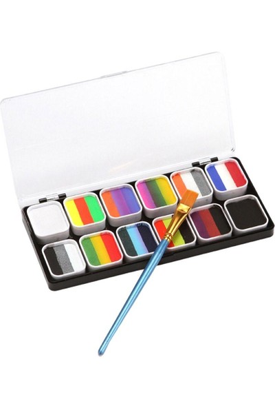 Lovoski Yüz Vücut Boya Paleti Parti Kostüm 12 Renkler Sanat Makyaj Seti B