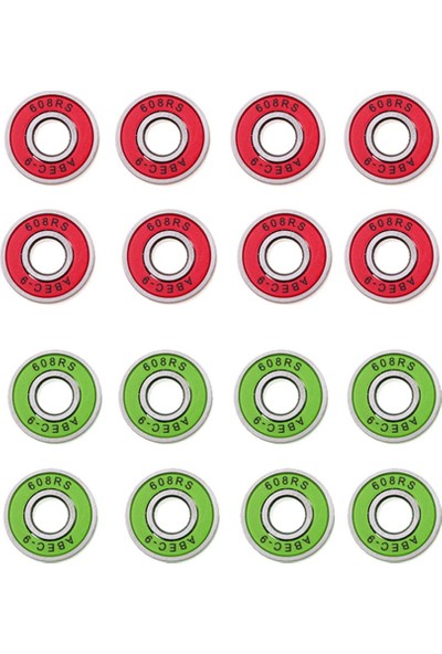 Homyl 16 Adet Sürtünmesiz 608RS Abec-9 Kaykay Rulman 8X22X7MM Rulo Inline Yeşil + Kırmızı (Yurt Dışından) Homyl 16 Adet Sürtünmesiz 608RS Abec-9 Kaykay Rulman 8X22X7MM Rulo Inline Yeşil + Kırmızı (Yurt Dışından)