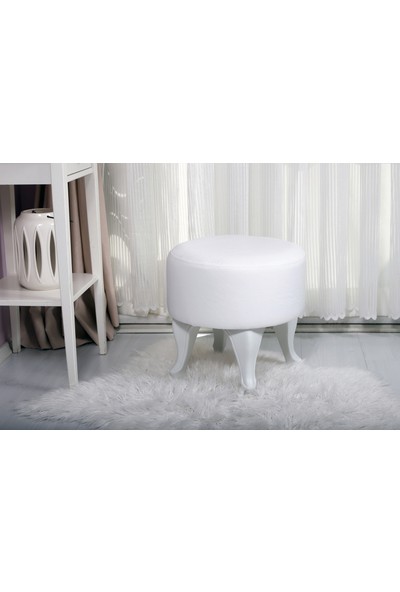 Puffrs Puf Koltuk Tabure Lükens Ayaklı-Beyaz Puffrs Puf Koltuk Tabure Lükens Ayaklı-Beyaz