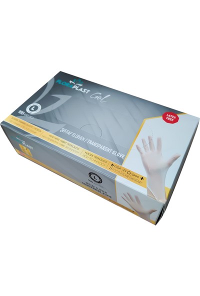 Floraplast Glove L Beden Pudrasız Şeffaf Elastik Eldiven 100'LÜ