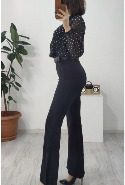MissVina Y-3954 Y Yandan Yırtmaçlı Ispanyol Paça Pantolon