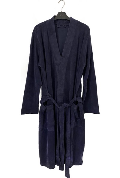 Villager & Son Kadın Sabahlık Lacivert Cepli Kuşaklı