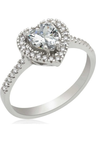 Gumush Gümüş Kalpli Kadın Yüzük