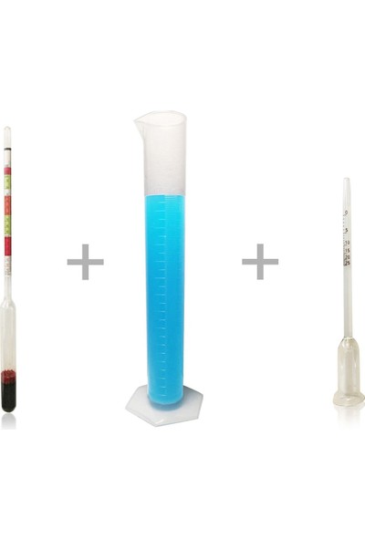 Aek-Tech Hidrometre 250ML Mezür ve Vinometre Seti Aek-Tech Hidrometre 250ML Mezür ve Vinometre Seti