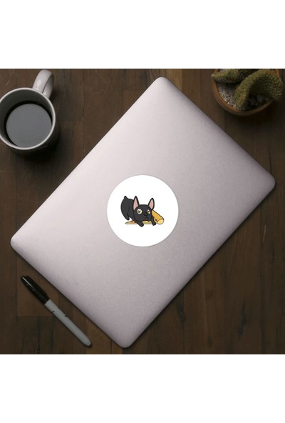 Fizello Black French Bulldog Get Your Own Pizza Sticker